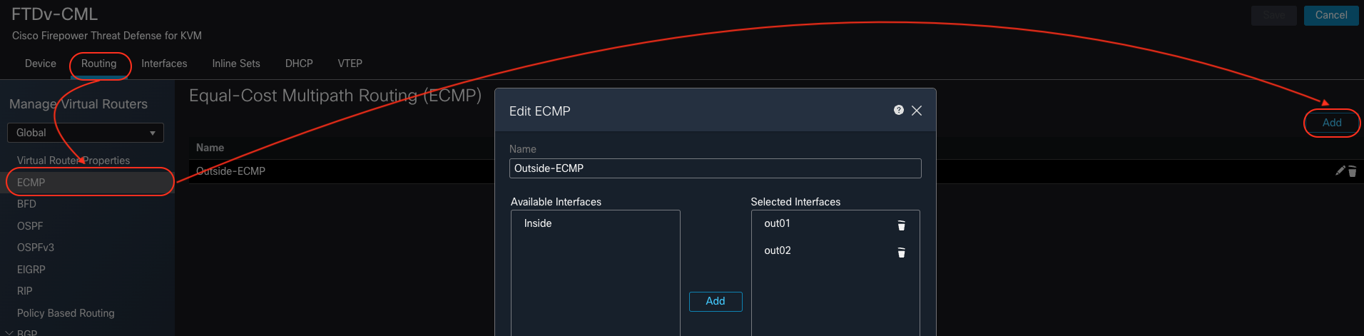 Configuring ECMP on Cisco FMC – Network Security Solution's Notes